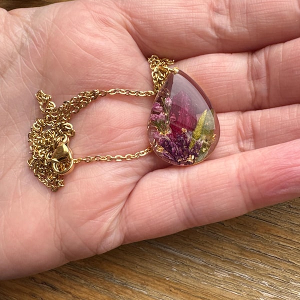 Pressed Flower Heart Locket Necklace, Floral Photo Locket, Personalized ...