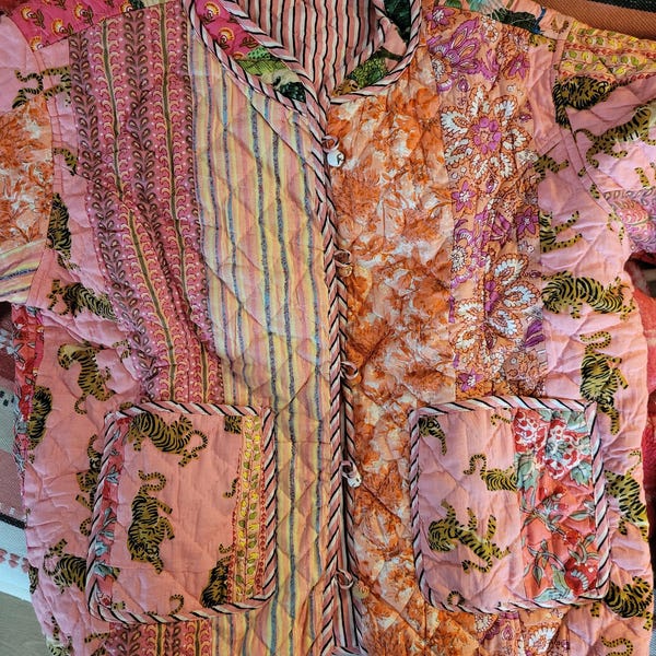 Handmade Cotton Quilted Jacket: Boho Floral Print, Patchwork Coat - Etsy