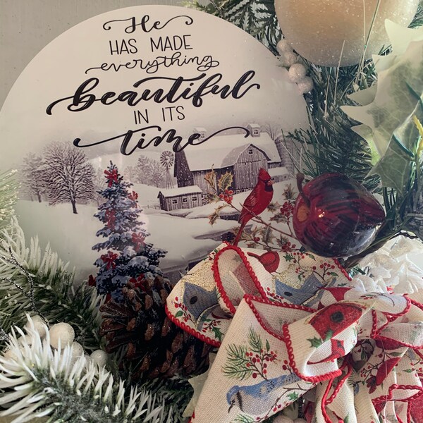 Christmas Wreath Sign, Winter Wreath Sign, Aluminum Sign for Wreath ...