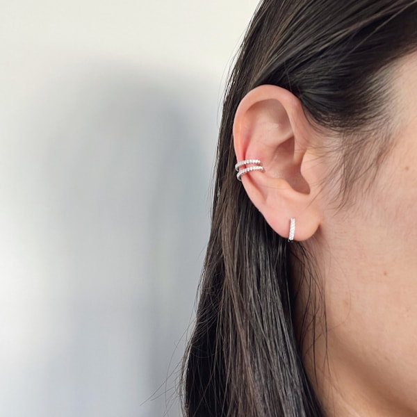 Silver Ear Cuff No Piercing Gold Hoop Earrings Tiny Ear Cuff Cartilage Earrings for Women Dainty ...