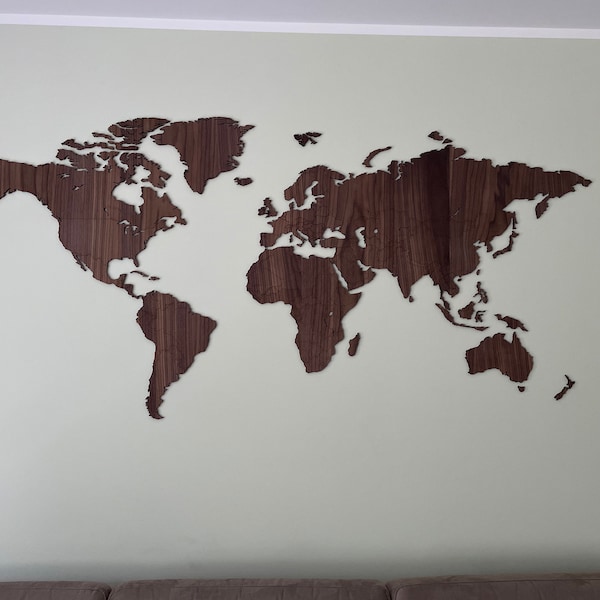 Wooden World Map - Oak / Walnut / Bamboo - World Map | Canvas | Push ...