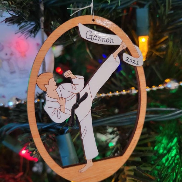 Personalized Martial Arts Karate Christmas Ornament for Boy -wood, Hand ...