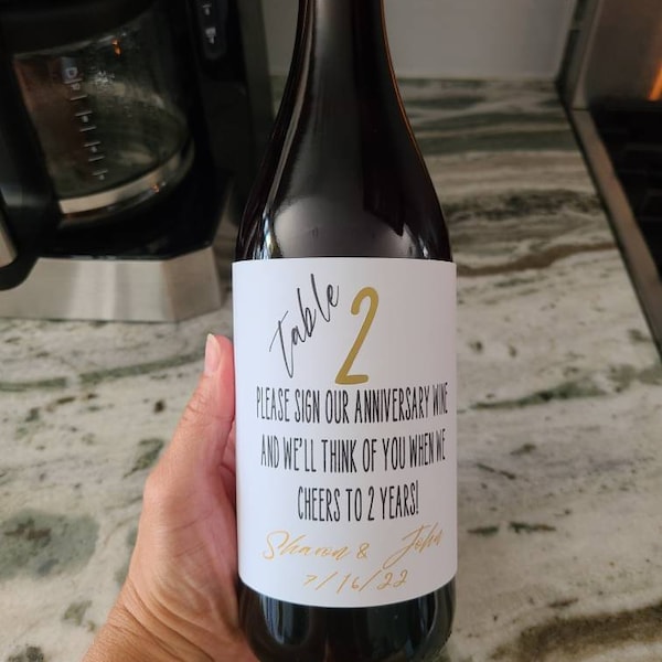 Table Numbers for Wine Bottle; Anniversary Wine Table Number Labels ...