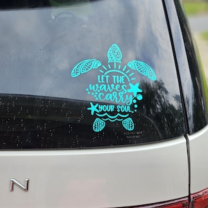 Sea Turtle and Palm Trees Decal, Sea Turtle Vinyl Decal, Sea Turtle Car ...