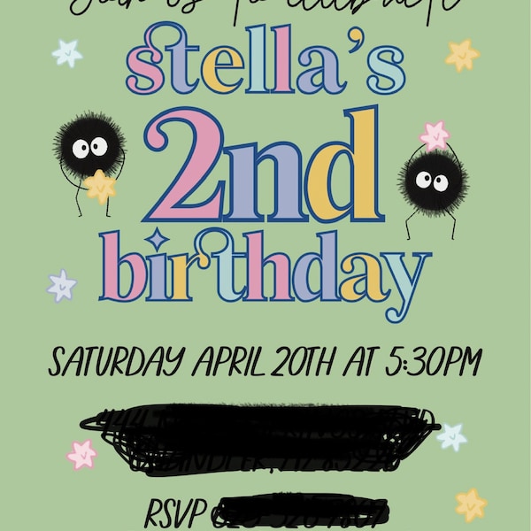 Howls Moving Castle Birthday Invitation, Studio Ghibli Party, Pastel ...