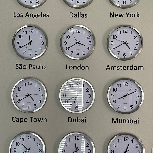 Time Zone Clock Decals City Decals Indoor Wall Decals Time Zone Sticker ...
