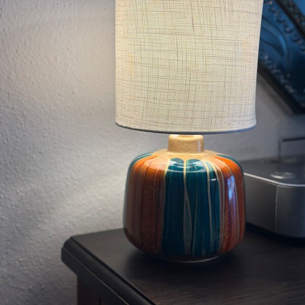 Hand Painted Large Table Lamp, Home Decor, Glass Lamp, Housewarming ...