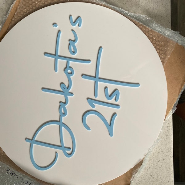 Double Layer Round Acrylic Birthday Sign | 21st | Milestone Sign ...