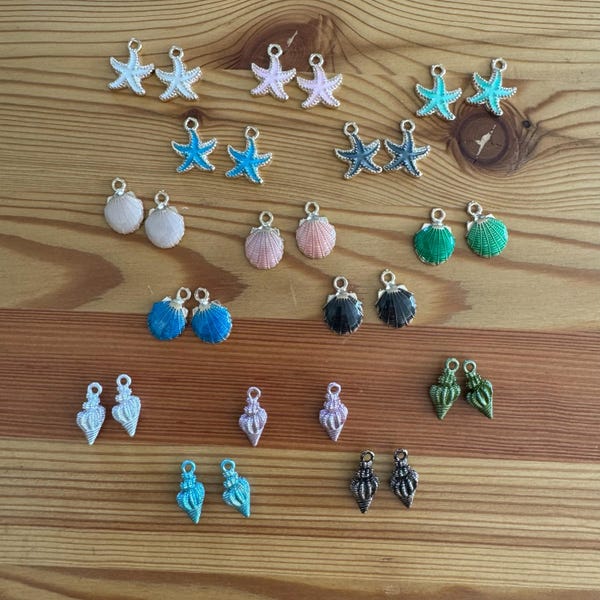 15 Colorful Conch Sea Shell Charms Pendants for Anklet Bracelet ...
