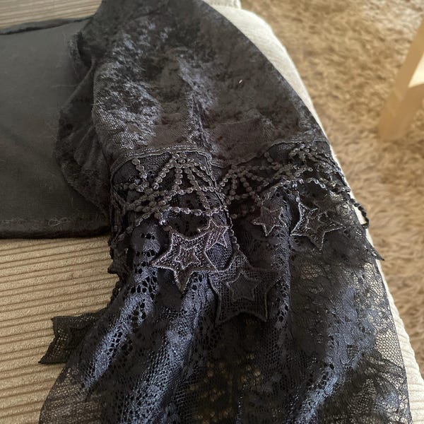 Goth Shrug Bat Flared Bell Sleeves Whimsigoth Black Stretch Bolero ...