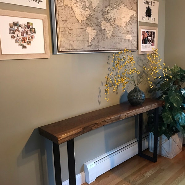 Live Edge Walnut Console Table, Modern Walnut Sofa Table, Mid Century ...
