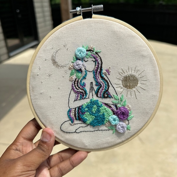 Mother Earth Embroidery Kit: Gaia Goddess, Sun & Moon - Etsy