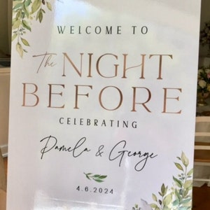 Rehearsal Dinner Sign, the Night Before Sign, Wedding Rehearsal Dinner ...