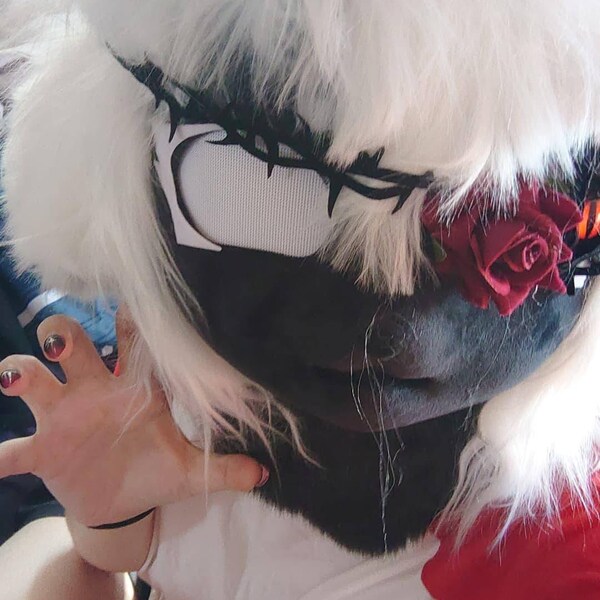 Pink-bombing Star Eye Kitty Fursona Kig Mask Head, Cosplay Furrysuit ...