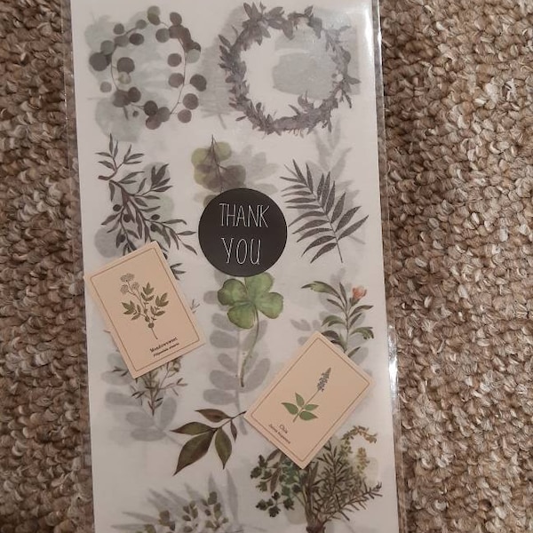 Foliage Sticker Set, Green Leaf Planner Stickers, Leafy Plant Stickers ...