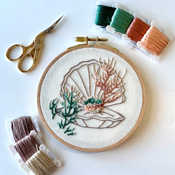 Seashell - Hand Embroidery Pattern and Tutorial / Guide | Digital ...