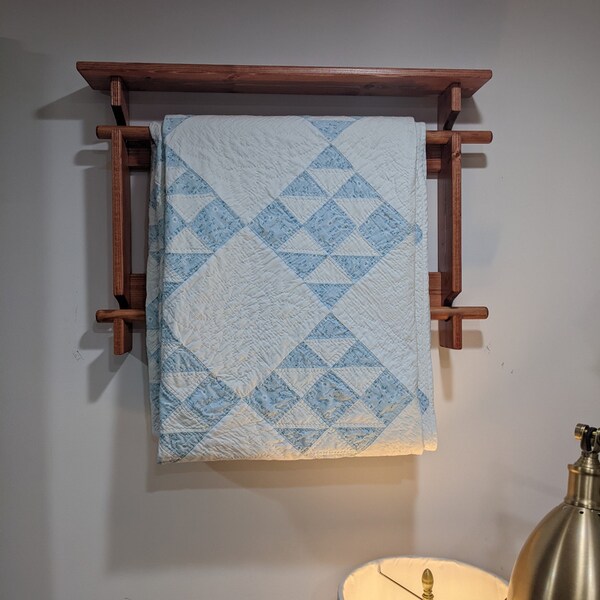 Double Quilt Rack - Wooden Quilt Rack - Quilt Rack for Wall - Quilt ...