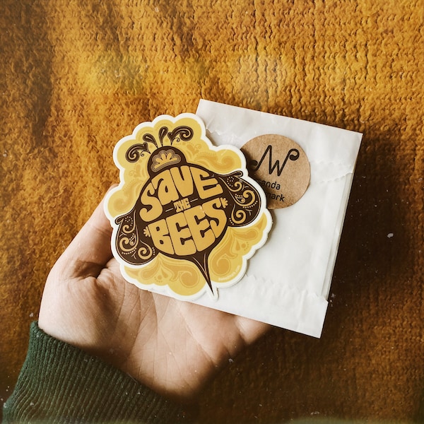 Bee Vinyl Sticker, Save the Bees Psychedelic Stickers, Cute Bee Latptop ...