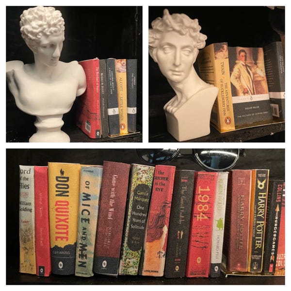 Book Nook Library Diorama Bookend Bookshelf Insert With Blue Bookcase ...