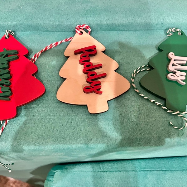 Christmas Name Tags / Wooden Christmas Name Tags / Stocking Tags ...