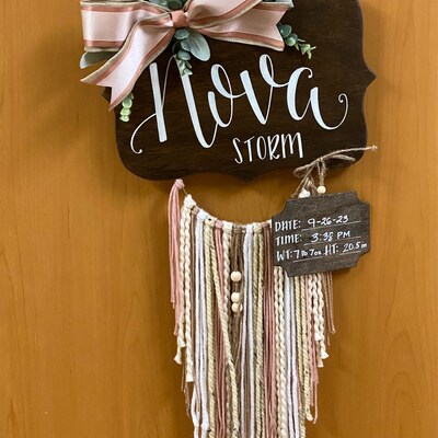 Boho Baby Dreamcatcher Hospital Door Hanger Baby Stats Dreamcatcher ...