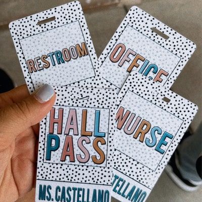 Boho Vibes Theme Classroom Hall Passes for Teachers, Personalized, Set ...
