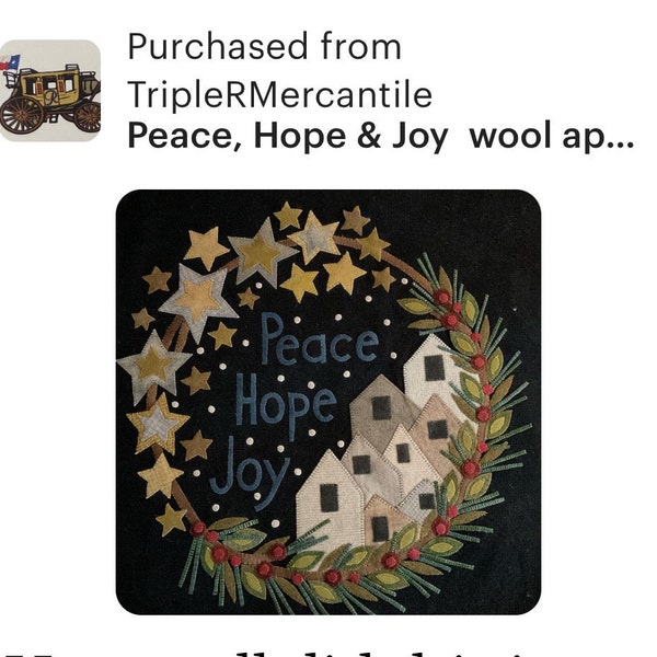 Digital Download! Peace, Hope & Joy Wool Applique - Etsy