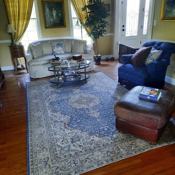 5x10 Striped Rug,4'79x10'17 Ft,5x10 Vintage Rug,oushak Rug,5x10 Turkish ...