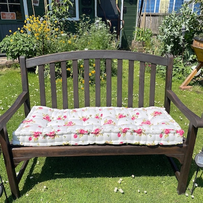 Floral Print Garden Bench Cushion Vintage Style Outdoor Furniture ...