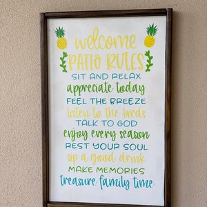 Welcome Patio Rules Digital Cut File Svg, Dxf, Png & Eps - Etsy