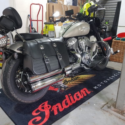 Custom Chopper Motorcycle Personalized Pit Mat Floor Bottom Rug, Mat ...