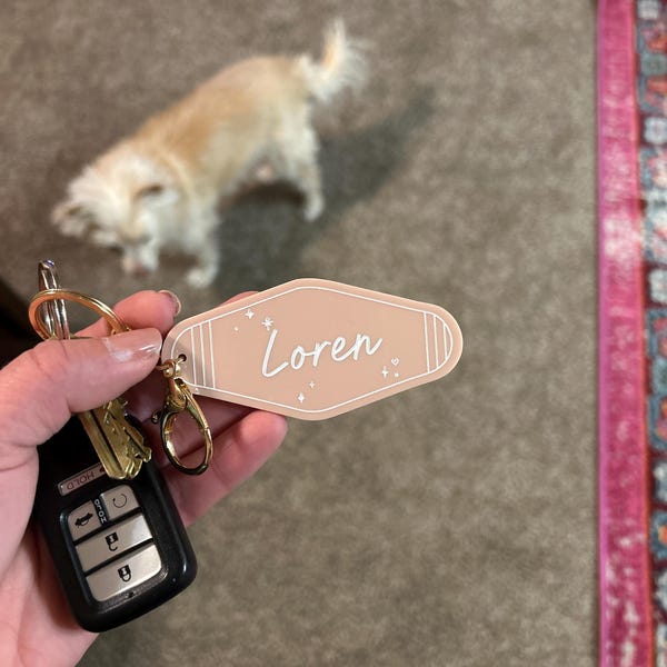 Personalized Name Retro Motel Keychain, Acrylic, Bridesmaid Gift, Gift ...