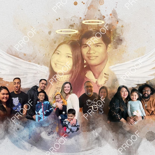 Combine Photos Custom Memorial Gift Gift for Dad Mom Merge Pictures Add ...