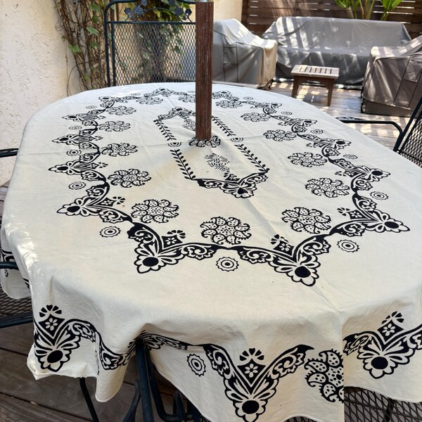Geometric Organic Ivory Round Tablecloth, Sofa Throw Blanket With ...