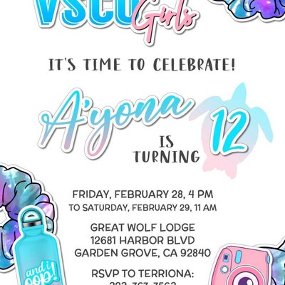 VSCO Girl Invitation Birthday Party Personalized VSCO Party - Etsy