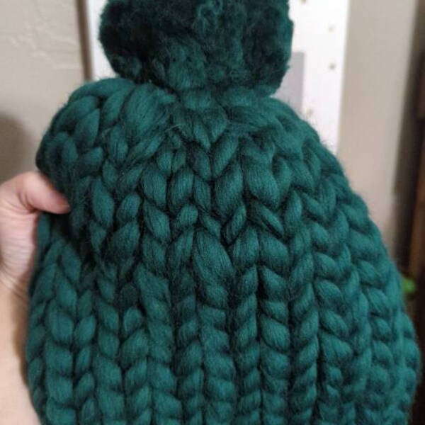 Women Chunky Knit Beanie, Rainbow Wool Winter Knit Hat - Etsy