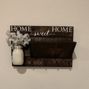Rustic Home Decor, Key Holder, Rustic Decor, Key Rack, Home Sign, Mail ...