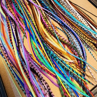 Feather Hair Extension Kit, 6 Real Feathers, Pick Your Length Short to ...