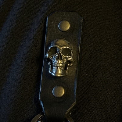 Aged Leather Belt Studded. Skull Loop Design. 2 Inches Wide. BLACK - Etsy