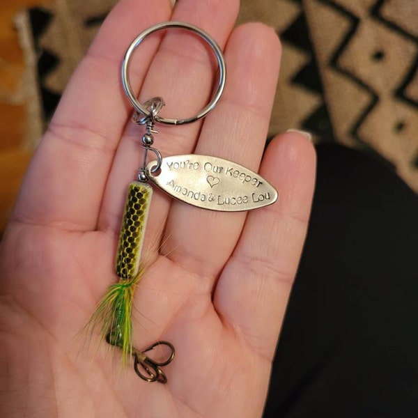 Fishing Lure Key Chain Personalized Customized and Hand Stamped - Etsy