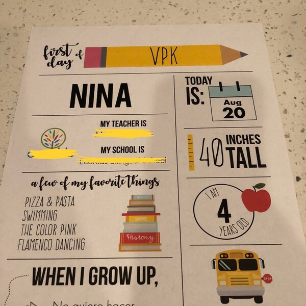 First and Last Day of School Sign With Flags, Printable, Editable PDF ...