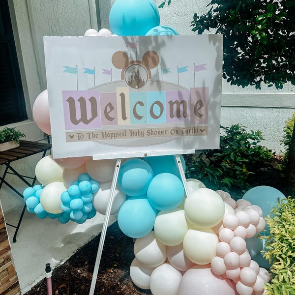 Disneyland Baby Shower Party Welcome Sign, Disneyland Party Decoration ...