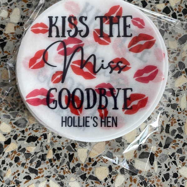 Personalised Kiss the Miss Edible Drink Toppers (1 Sheet) - Etsy UK