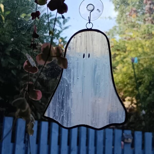 Stained Glass Ghost Suncatcher / Halloween Decorations Hand Painted ...