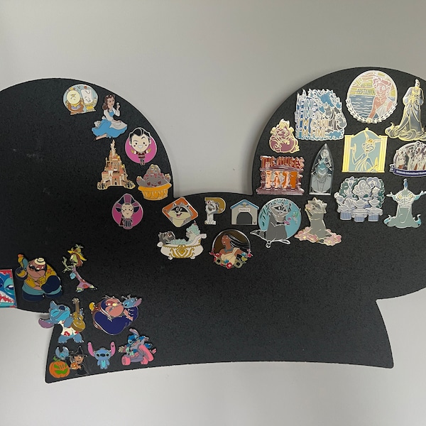 Painted Black Mickey Ears Pin Display, Mickey Ears, Disney Pin Board ...