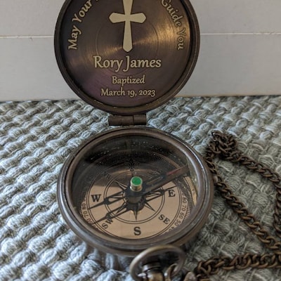 Baptism Compass, First Holy Communion Compass, Engraved Compass for ...