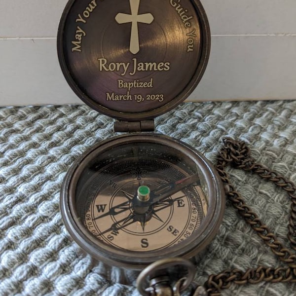 Baptism Compass, First Holy Communion Compass, Engraved Compass for ...