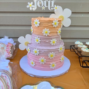 Wood Daisy Cake Topper Daisy One Cake Topper Groovy Cake - Etsy