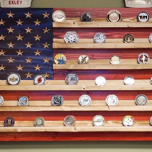 Rustic American Challenge Coin Flag - Etsy