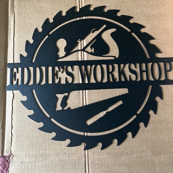 Wood Shop Sawblade Customized Monogram Metal Sign, Construction Trades ...